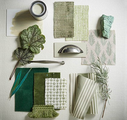 Fabric collection of green patterned fabric designs - The Dormy House