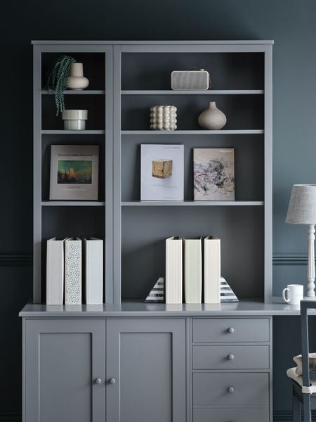 Bookshelves above desk store